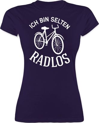 Shirtracer Shirt Damen - Radsport - Ich Bin selten Radlos - L - Lila - Rad Tshirt Fahrrad Shirts Radfahrer baumwollshirt rennrad t-Shirt radel Kurzarm Radfahren 
