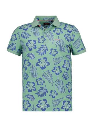 N.Z.A. Herren Polo-Shirt gr&uuml;n gebl&uuml;mt