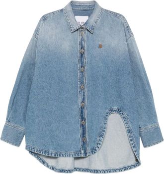 The Attico Jeanshemd mit Logo-Stickerei - Blau