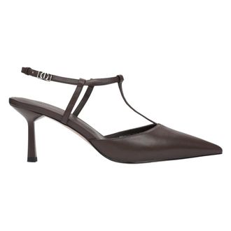 Estro & Luminara Femme, Chaussures, Brun, Taille: 38 EU Escarpins Slingbacks Stiletto en Cuir Marron Fauve