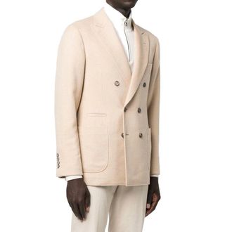Brunello Cucinelli Mens Beige Wool Coat Clothing