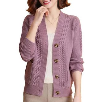 Generic Pull ample &agrave; col en V pour femme avec col en V, Violet, XL