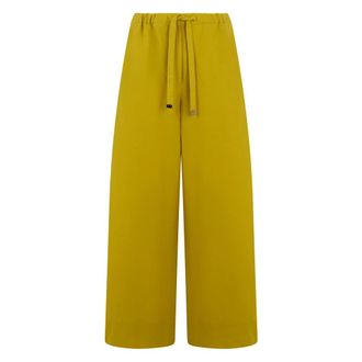 Max Mara Leinenhose mit Kordelzug - - Trousers - Damen - Gelb - XS