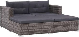 vidaXL 3-tlg. Garten-Lounge-Set mit Auflagen Poly Rattan Grau Vidaxl