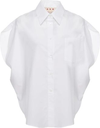 Marni Femme, Blouses et Chemises, Blanc, Taille: 34 FR Chemise Popeline &agrave; Manches Cape