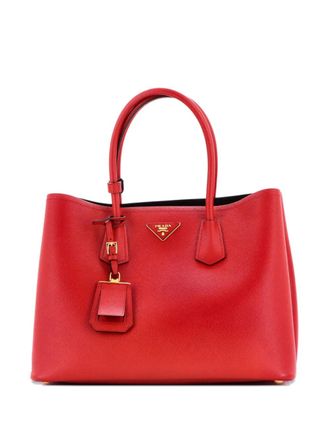 Prada Cuir Double Saffiano Leather Medium tote bag - Rouge