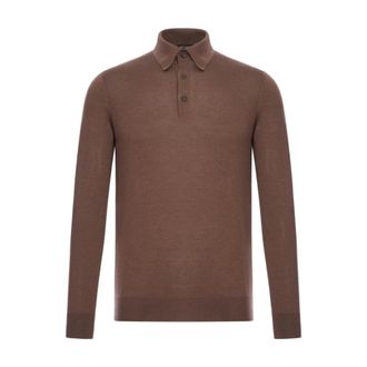 Ermenegildo Zegna Homme, Pulls, Brun, Taille: XL Pull Polo Côtelé