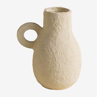 Sklum Dekorative handgefertigte Vase aus Papiermach&eacute; Delores Creme-Beige