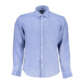 North Sails Homme, Chemises, Bleu, Taille: XL Chemise Bleue &agrave; Manches Longues avec Col Italien