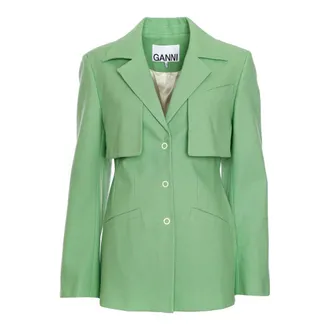 Ganni Blazer Cotton Suiting - - Jackets - Damen - Gr&uuml;n - XS