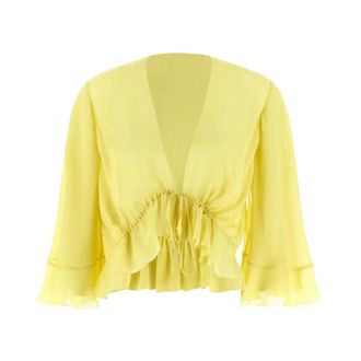 Alberta Ferretti Femme, Blouses et Chemises, Jaune, Taille: 40 FR Chemisier &agrave; col en V