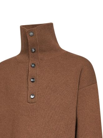 Ami Button-Up Virgin Wool Sweater - Camel