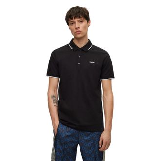 HUGO BOSS Hugo - Poloshirt f&uuml;r Herren, gerippt (Schwarz)