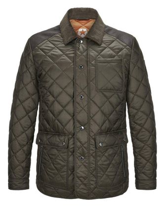 Milestone Steppjacke MSSantos Umlegekragen aus Kord, Kontrastpaspeln und Kragensteg in Kunstleder