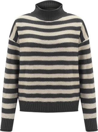 Generic Uwdiohq Pull À Col Roulé pour Femmes Rétro, Rayé, Contrasté, Demi-Col Roulé, Ample, Décontracté, Bascule Pulls Hautes (Grey, One Size) Femme Automne L