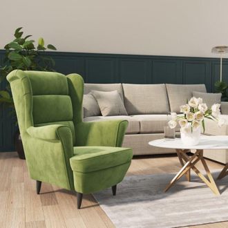 vidaXL Fauteuil en velours avec dossier de style r&eacute;tro haut couleurs simples couleurs diff&eacute;rentes couleurs Couleur : Vert clair