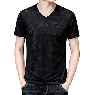 Generic T-shirt de sport &agrave; manches courtes pour homme Motif rayures, Noir, 4XL