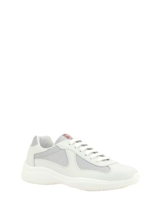 Prada Mens Americas Sneakers Bianco+argento Lace Up