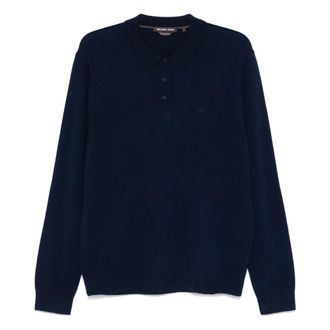Michael Kors Lang&auml;rmliges Merino-Poloshirt - - Tops - Herren - Blau - XL