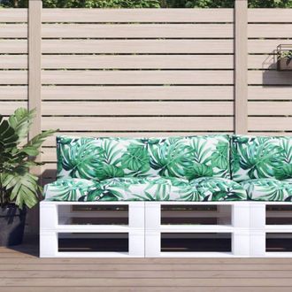 vidaXL Coussin de jardin - Coussins de palette lot de 2 motif de feuilles tissu