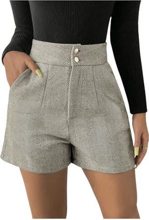 SOLY HUX Short élégant pour femme - Short droit - Short de loisirs - Short dhiver décontracté - Tenue décontractée - Automne - Short décontracté avec poches, M