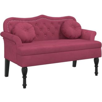vidaXL Sitzbank mit Kissen Weinrot 120,5x65x75 cm Samt vidaXL
