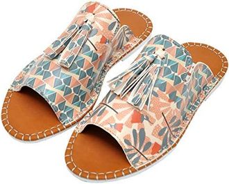 Dogo Pine Texture Women Sandals Comfortable Walking Tassel Detail Printed Sandals Vegan Summer Shoes