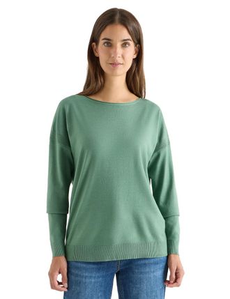 Cecil Damen 3015530 Pullover mit Strukturdetail, Highland Green Melange, Small