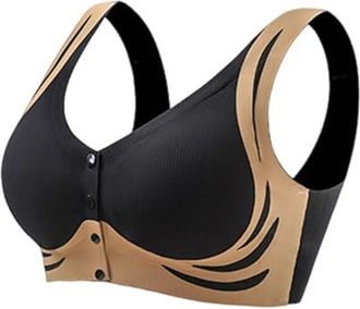 Generic Soutien-gorge sans coutures push-up sans armatures avec boutonni&egrave;re pour un confort quotidien doux bustier de sport rembourr&eacute; en dentelle Soutien-gorg