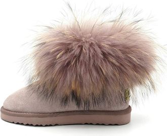 OOG Generation Damen Leder Schlupfstiefel Winter Boots Schneestiefel Outdoor rutschfest Winterschuhe Warm Gefüttert (Flamingo Hell, Numeric_41)