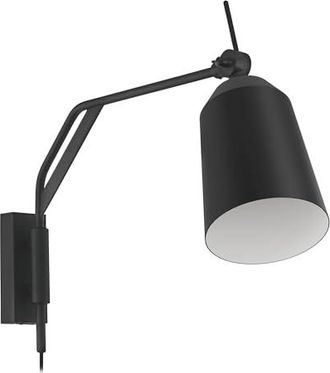 Eglo Wandlampe Loreto, Wandleuchte innen mit Schalter und Stecker, Wandleuchter mit Schwenkarm, Flurlampe aus Metall in schwarz und wei&szlig;, Lampe Wand mit E2