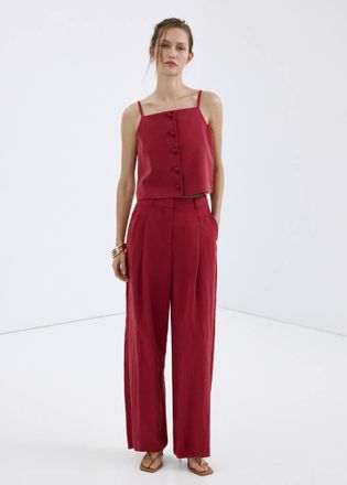 Mango Top lyocell avec boutons rouge - Femme - XXS - MANGO