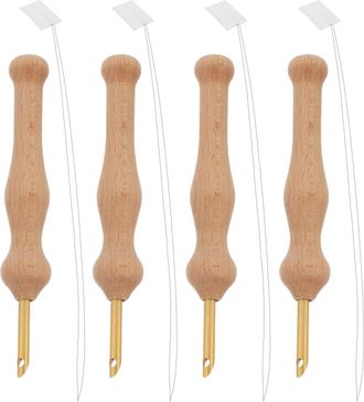 Cabilock HOMSFOU 4s&auml;tze Professionelle N&auml;hnadeln Und Stickwerkzeuge Mit Nadeleinf&auml;dlern F&uuml;r Handn&auml;hen DIY-kunsthandwerk Applikationen Und Verzierungen Holzgrif