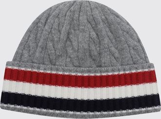 Thom Browne Bonnet en laine vierge &agrave; rayures avec revers et &eacute;tiquette logo