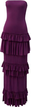 Aniye By Femme, Robes, Violet, Taille: 40 FR Abito lungo a fascia doppie balze
