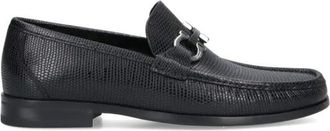 Ferragamo Loafer - Textured Black Leather Loafers With Metallic Bit D - Gr. 6 - in Schwarz - für Damen