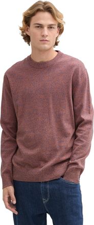 Tom Tailor Herren Basic Strick-Pullover mit Rundhalsausschnitt,37083 - orange Blue Mouline, S