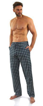 Sesto Senso Karierte Schlafhose für Herren Lange Beine Baumwolle Pyjamaunterteil XXL 8 Grün Blau