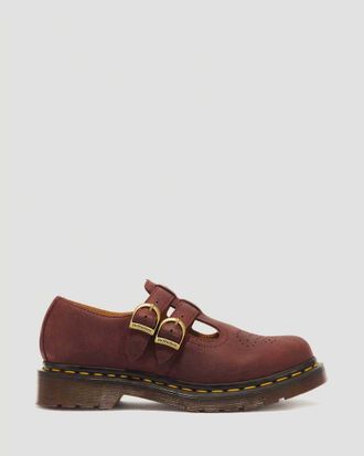 Dr. Martens 8065 Crazy Horse Leder Mary Jane Schuhe in Rot, Gr&ouml;&szlig;e: 36