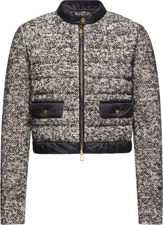 Moncler Moncler Cardigan Zipp&eacute; Matelass&eacute; En Laine Et Alpaga M&eacute;lang&eacute;, Femme, Noir, Taille: Xs