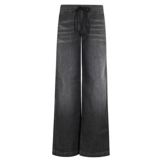 Diesel Schwarze Wide Leg Kordelzug Jeans - - Jeans - Damen - Schwarzk - W24