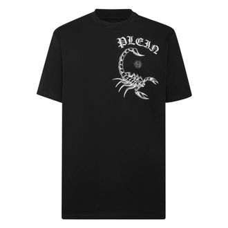 Philipp Plein Homme, Tops, Noir, Taille: 3XL T-shirt Col Rond SS Scorpion