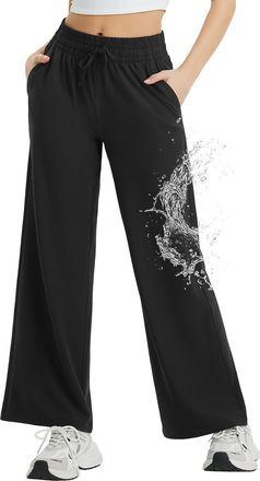 Baleaf Damen Wanderhose UPF50+ Wasserabweisend Schlaghose Trekkinghose Atmungsaktiv Outdoorhose Leicht Sommerhose Schwarz 3XL