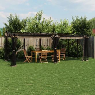 vidaXL Vidaxl - Tonnelle avec parois en filet taupe 6x3 m acier