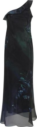 Giorgio Armani Femme, Robes, Noir, Taille: 38 FR Long Dress in Printed Silk Organza