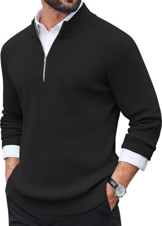 Coofandy Pullover Herren Half Zip Pullover Strickpullover Rollkragenpullover Langarm Winterpullover Feinstrick Sweater Männer Pulli Turtleneck Arbeitspullover 