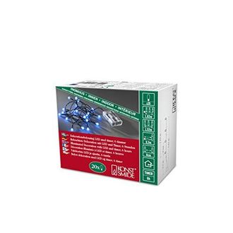 Konstsmide LED Globelichterkette, runde Dioden, 6h Timer, 20 blaue Dioden, batteriebetrieben, Innen, schwarzes Kabel, 3 x AA 1.5V (exkl.) - 1491-407