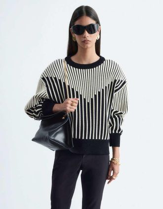 & Other Stories pull en maille bicolore noir