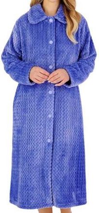 Slenderella HC02316 Peignoir pour femme avec boutons sur le devant, Bleu clair, L