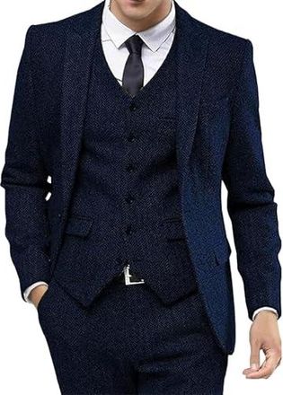 Generic Costume Smoking pour Homme, Blazer uni à Un Bouton, Veste de Ville, Gilet et Pantalon, Ensemble Blazer pour Mariage